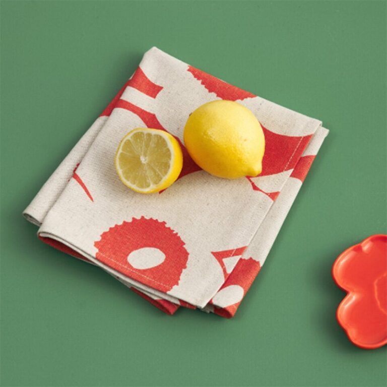 Marimekko Tea Towel - Unikko Linen Ornge - Make Designed Objects