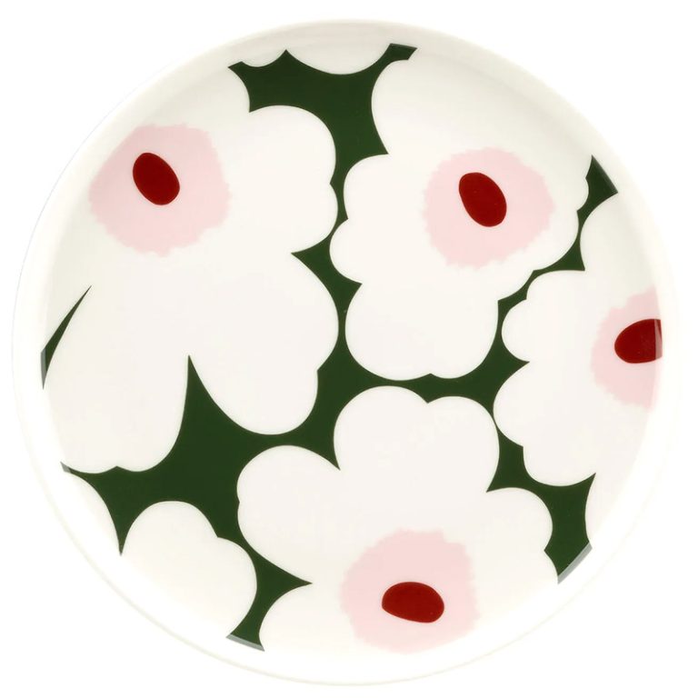 Marimekko Plate Unikko Green Pink 25cm - Make Designed Objects